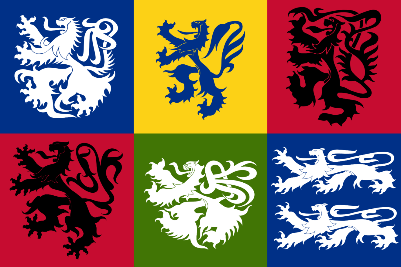 6 Heraldic Lions - Flag Creator